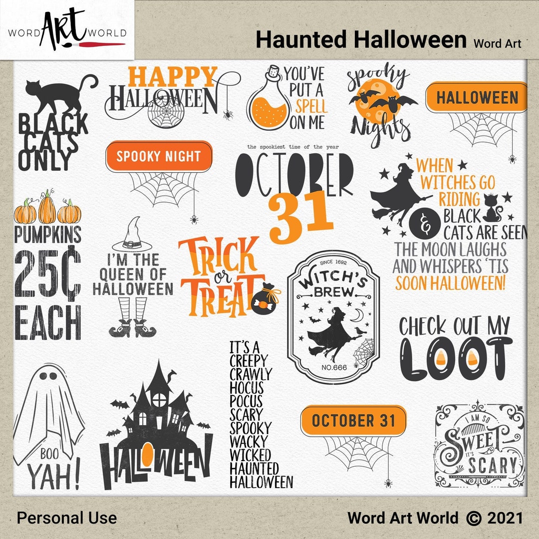 Digital and Printable Overlay Word Art Set Instant Download Haunted ...