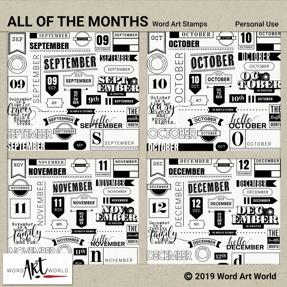 Digital and Printable Overlay Word Art Set Instant Download - Etsy