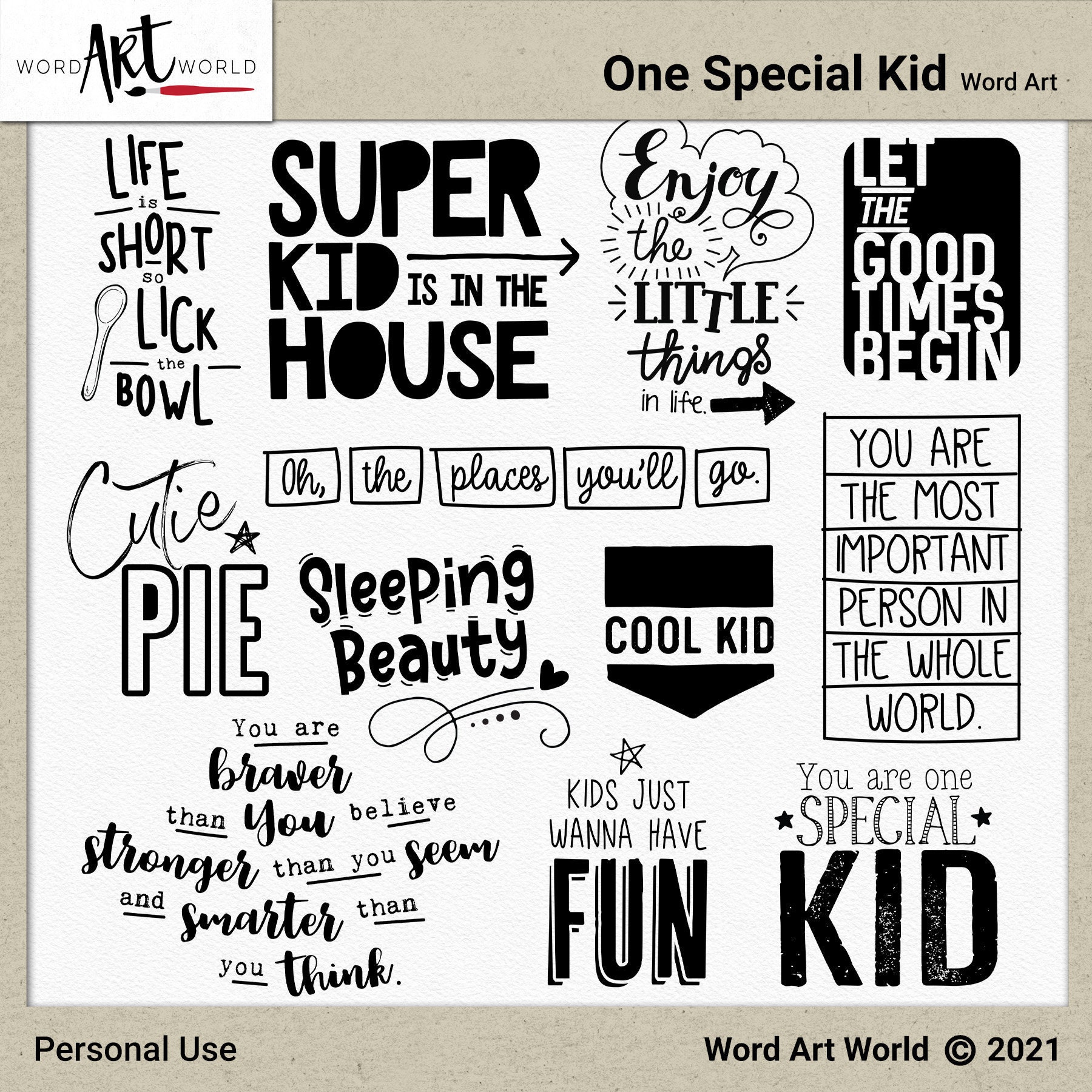 Digital and Printable Overlay Word Art Set - Instant Download - One ...