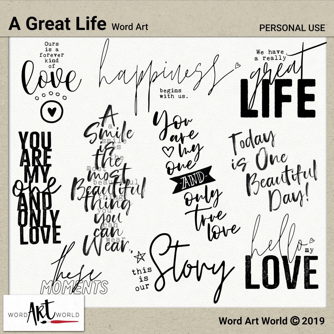 Digital and Printable Overlay Word Art Set Instant Download A Great ...