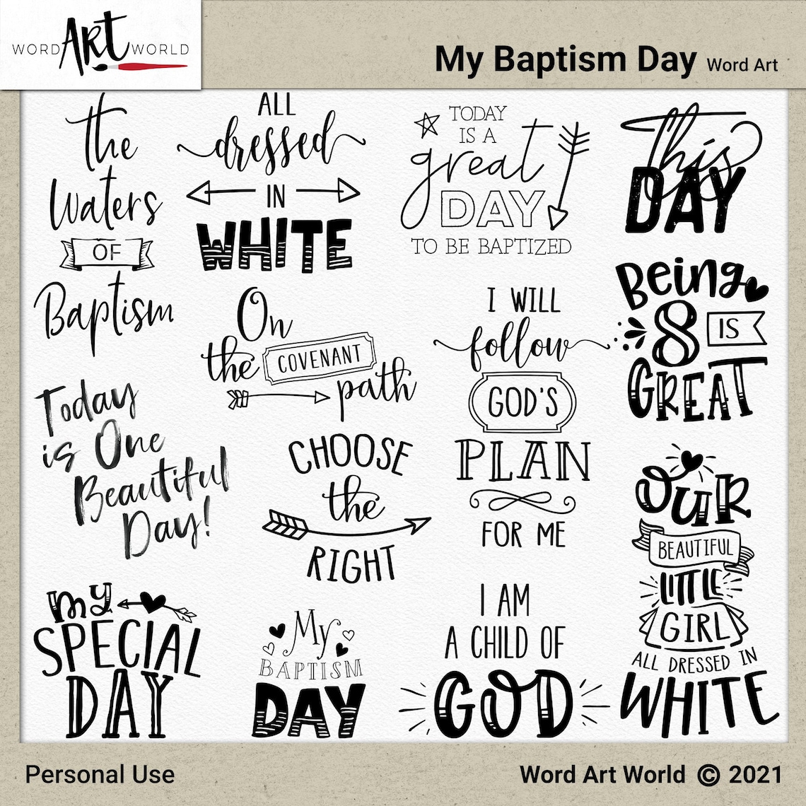 Digital and Printable Overlay Word Art Set Instant Download - Etsy
