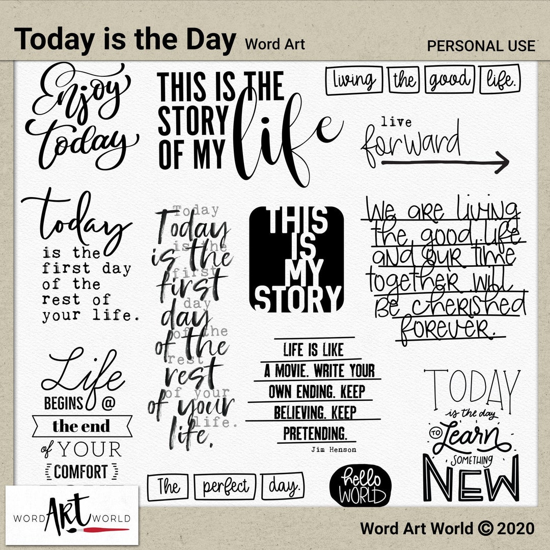 Digital and Printable Overlay Word Art Set - Instant Download - Today ...