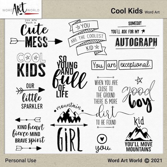 Digital and Printable Overlay Word Art Set Instant Download | Etsy