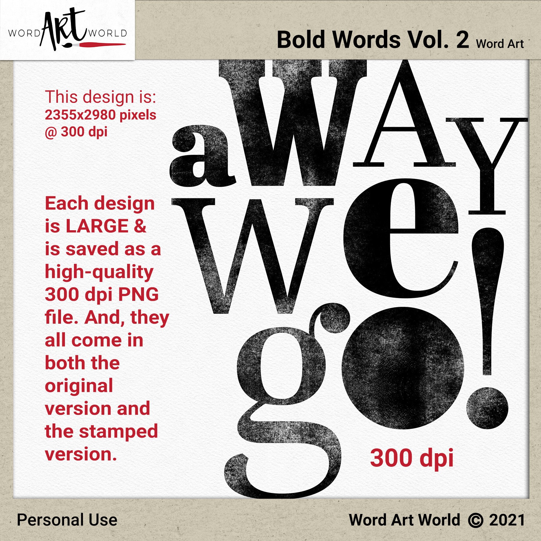 Digital and Printable Overlay Word Art Set Instant Download Bold Words ...