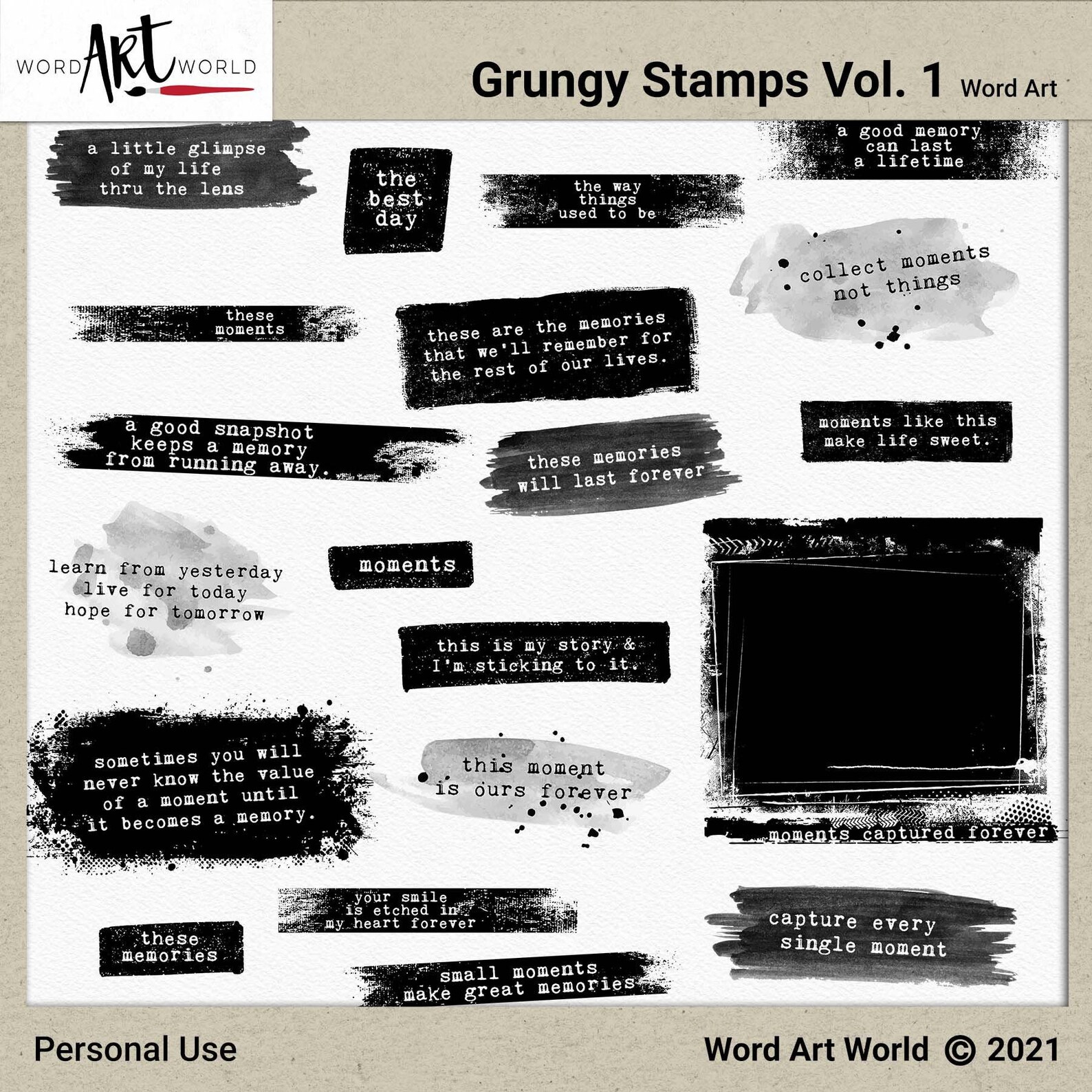 Digital and Printable Overlay Word Art Set Instant Download Grungy ...