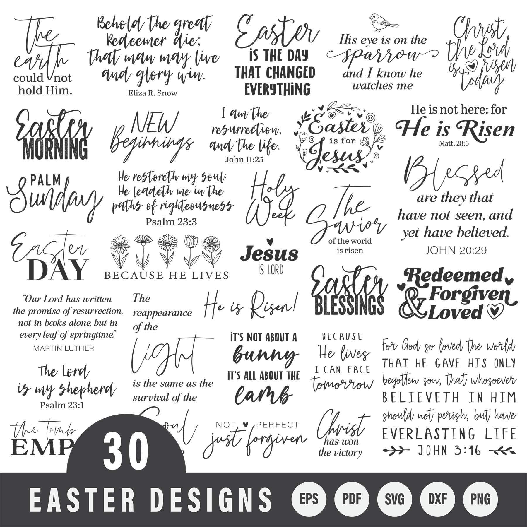 Christian Easter Bible Scripture Verse SVG Cut File Clipart Bundle ...