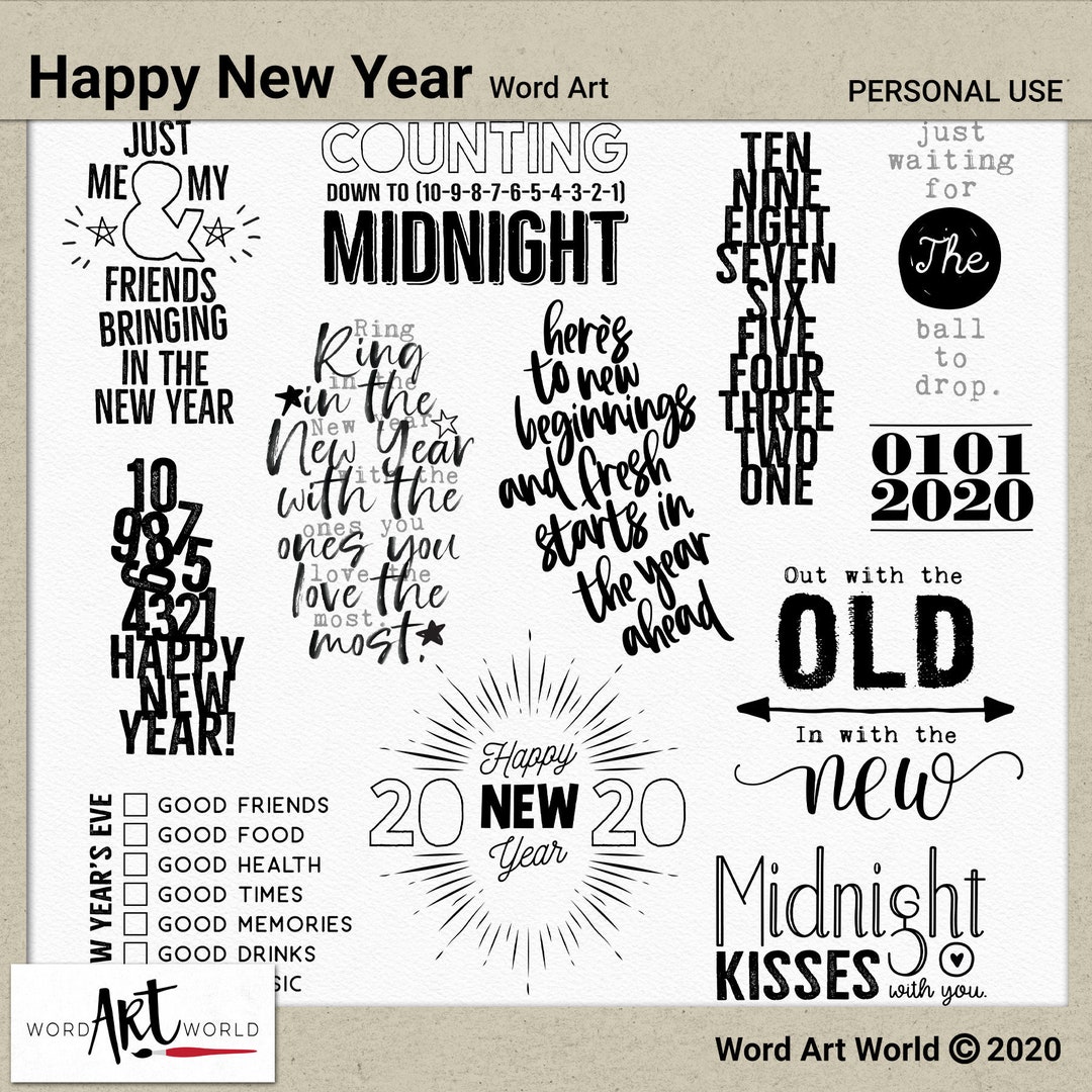 Digital and Printable Overlay Word Art Set - Instant Download - Happy ...