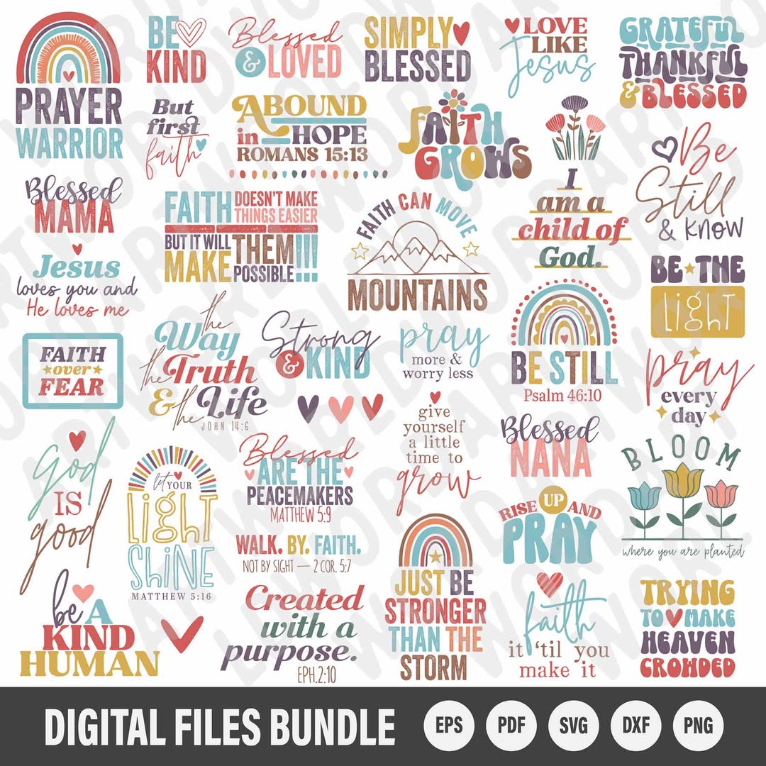 Boho Retro Bible Scripture Christian Verse SVG Cut File Clipart Bundle ...