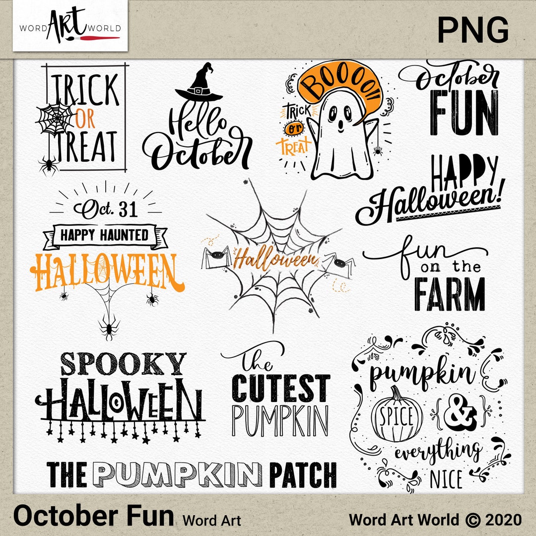 Halloween Clipart and Word Art Set - Instant Download - October Fun ...