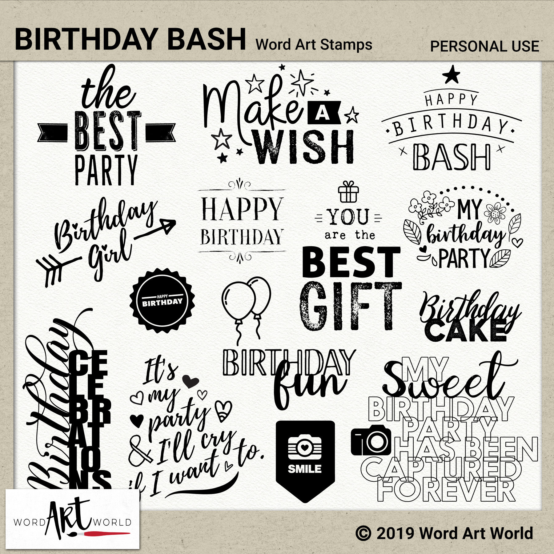 Digital and Printable Overlay Word Art Set - Instant Download ...