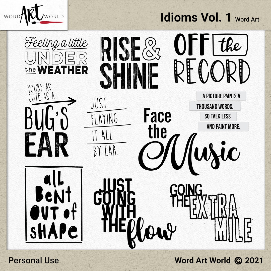 Digital and Printable Overlay Word Art Set - Instant Download - Idioms ...