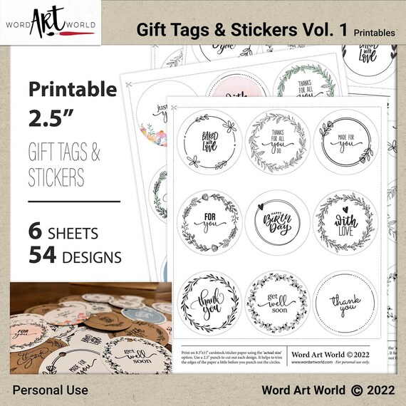Digital and Printable Gift Tags and Sticker Set Instant | Etsy