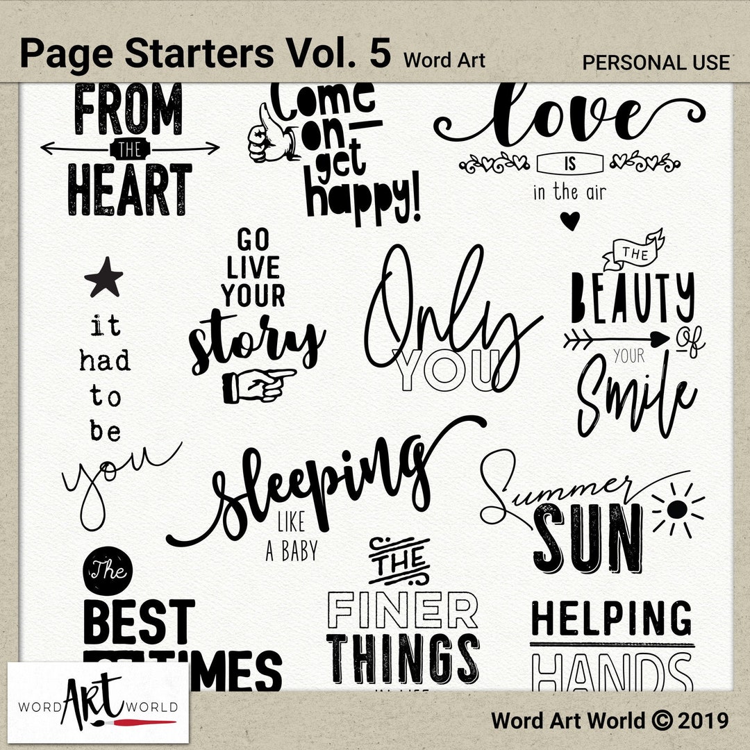 Digital and Printable Overlay Word Art Set - Instant Download - Page ...