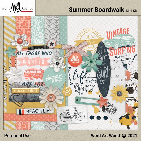 Digital Scrapbooking Mini Kit Instant Download Summer | Etsy
