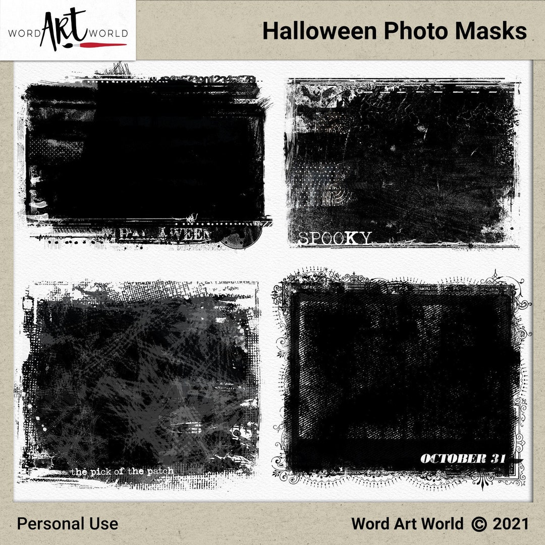 Digital and Printable Overlay Word Art Set Instant Download Halloween ...