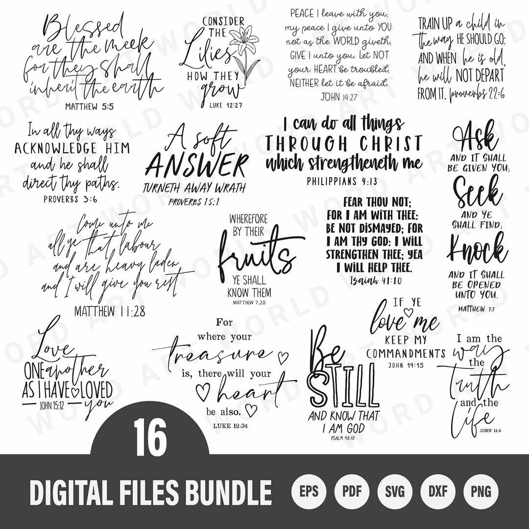 Bible Scripture Verse SVG Cut File Clipart Bundle | Commercial Use ...