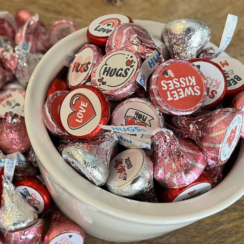 Valentine's Day Hershey's Kisses Labels Digital and Printable Stickers ...