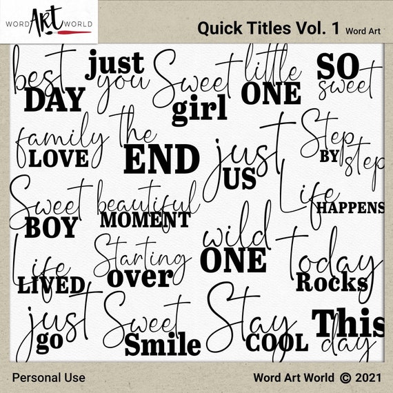 Digital and Printable Overlay Word Art Set Instant Download - Etsy