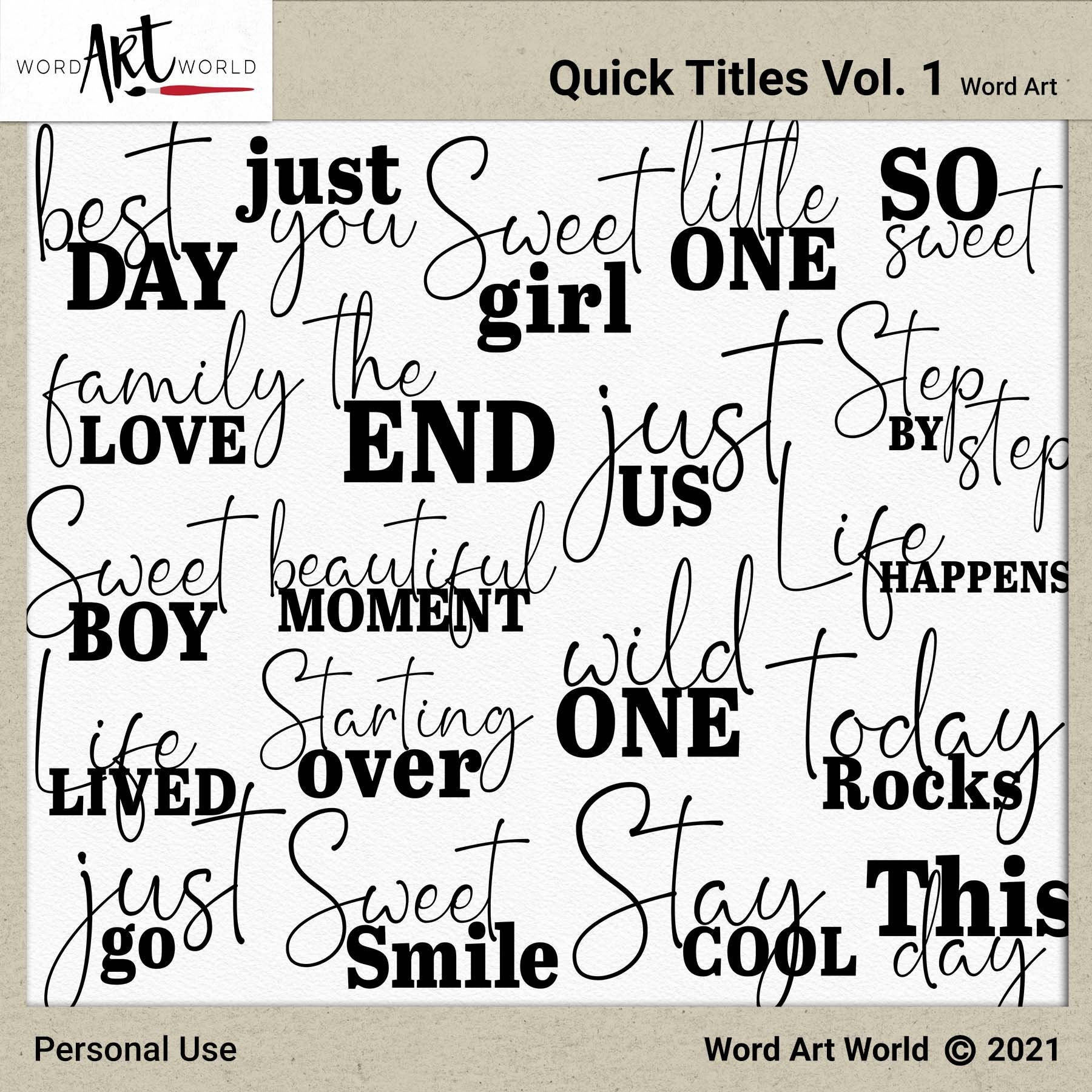 Digital and Printable Overlay Word Art Set - Instant Download - Quick ...