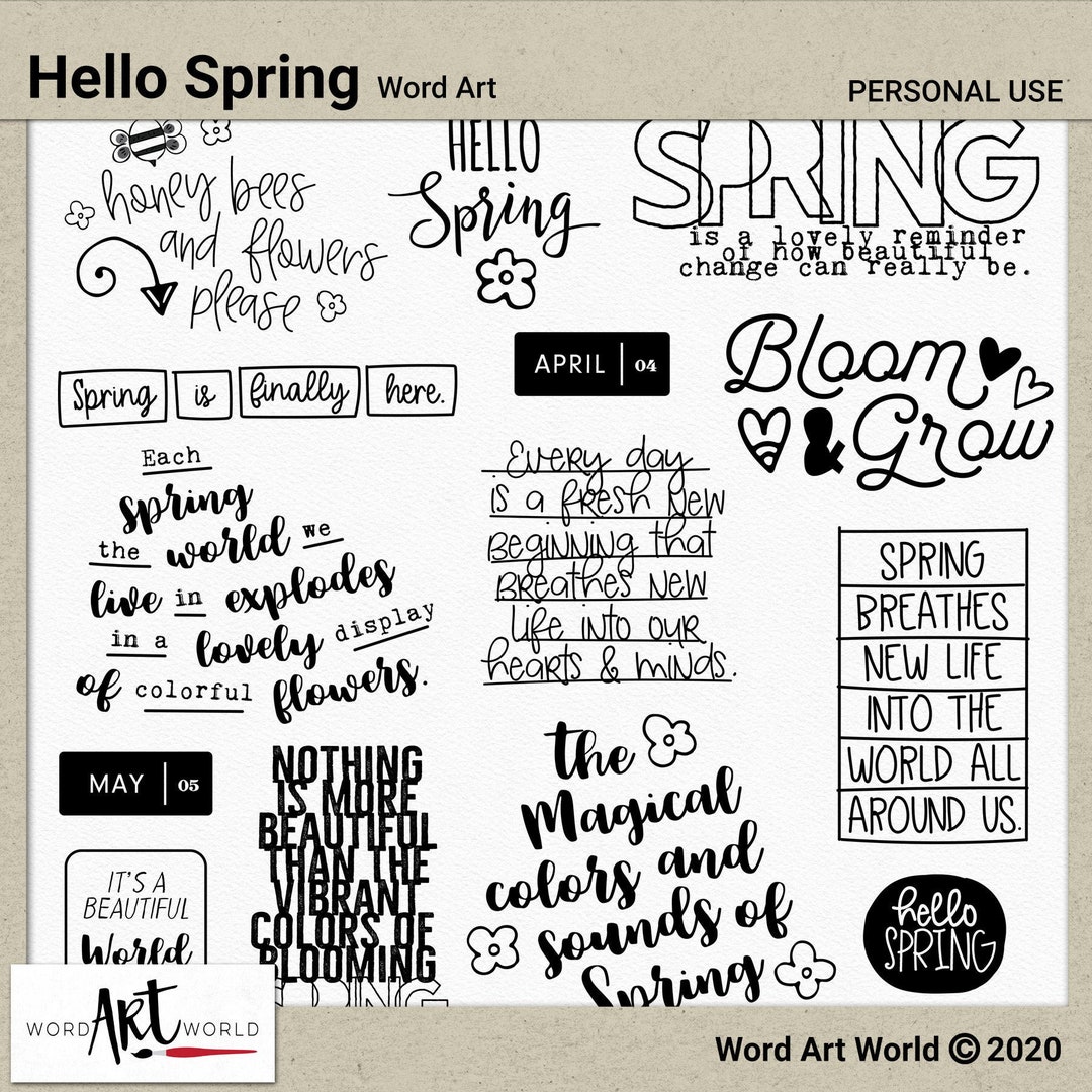 Digital and Printable Overlay Word Art Set - Instant Download - Hello ...