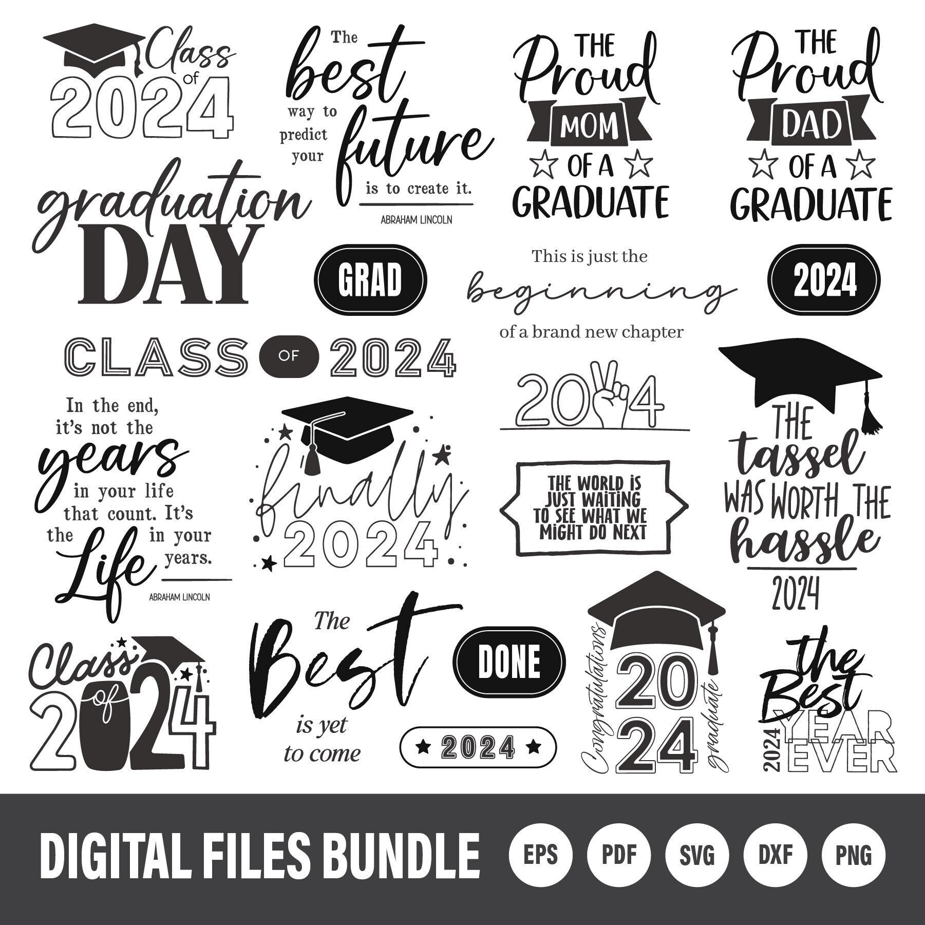 Graduation 2024 SVG Quotes and Sayings Bundle Commercial Use Digital ...