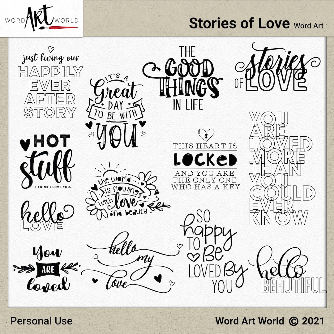 Digital and Printable Overlay Word Art Set - Instant Download - Stories ...
