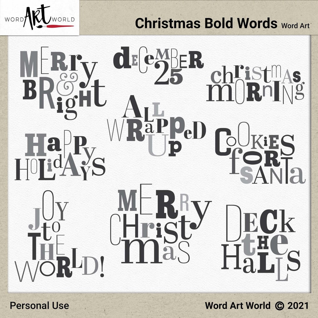Digital and Printable Overlay Word Art Set Instant Download Christmas ...
