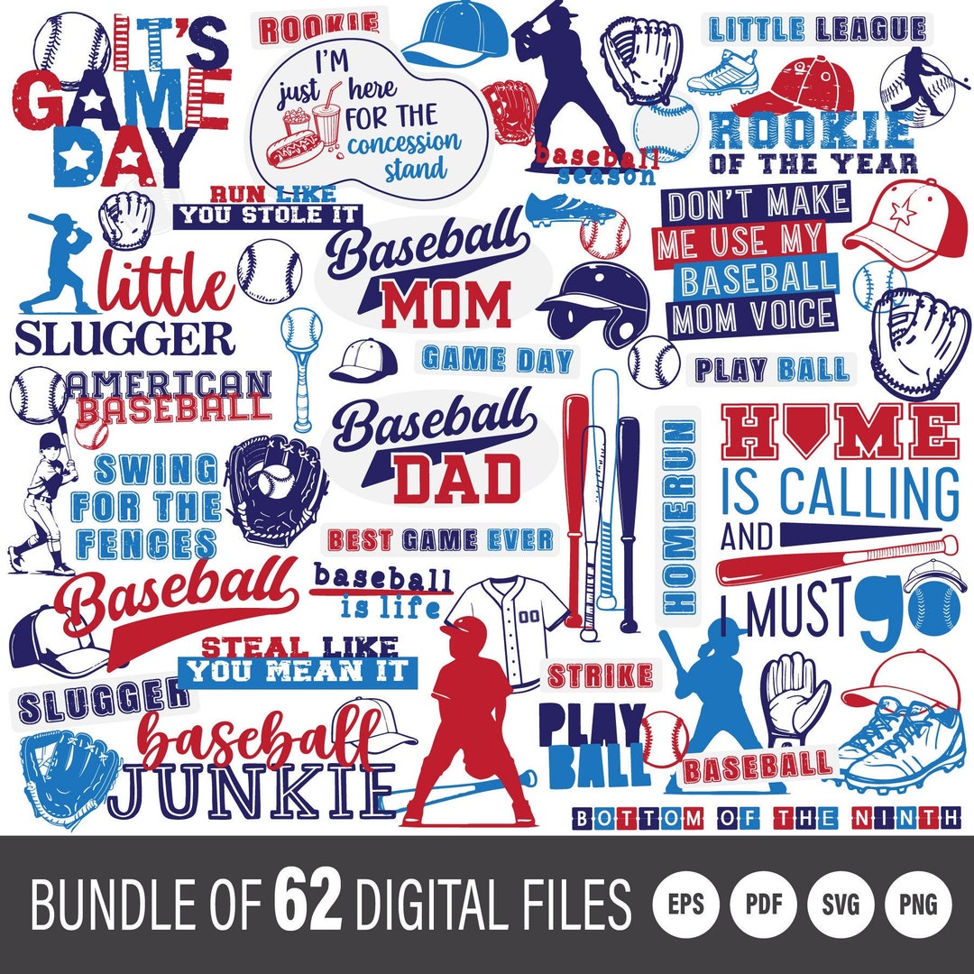 Baseball Sayings SVG Bundle Set of 62 | Commercial Use | Digital and ...