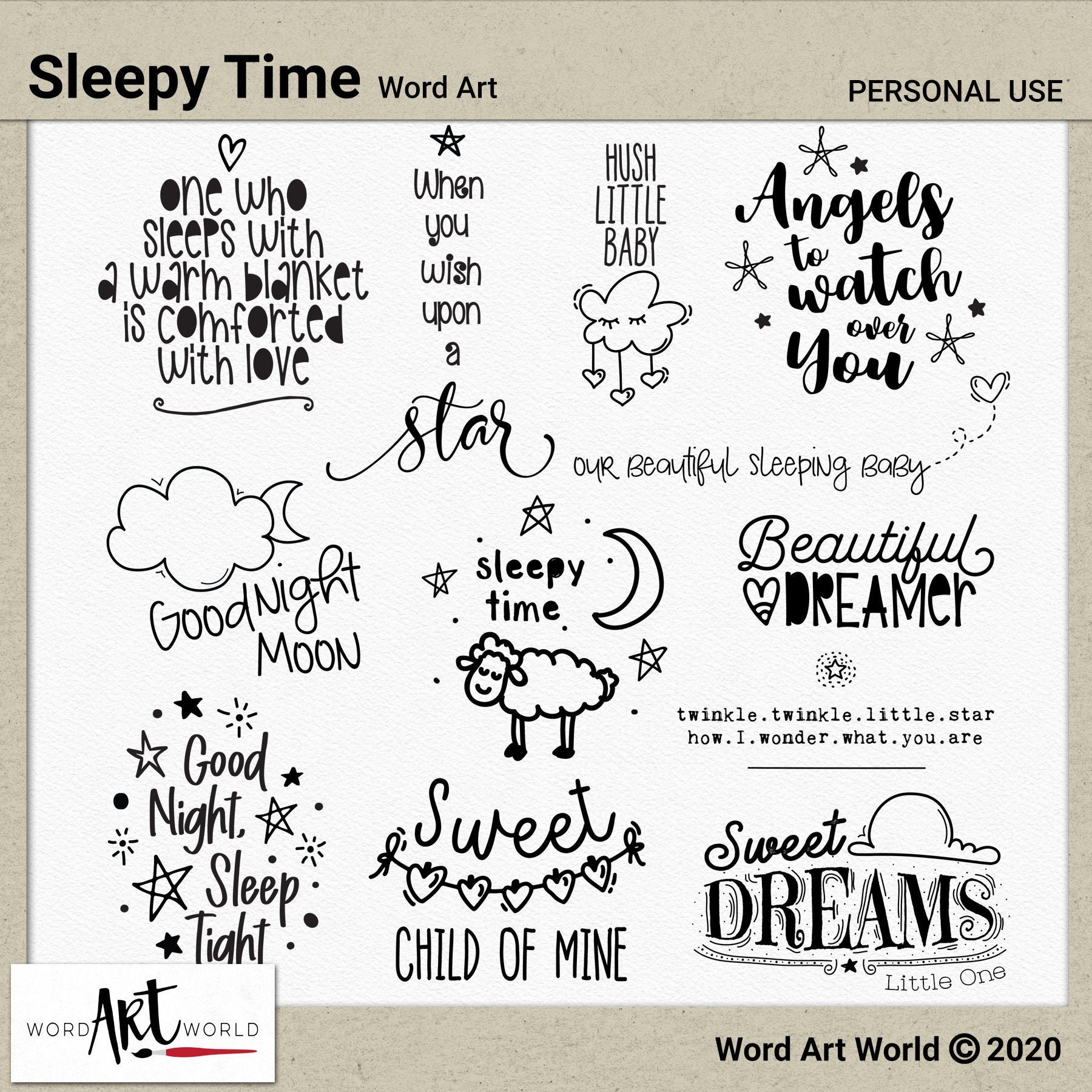 Digital and Printable Overlay Word Art Set Instant Download | Etsy