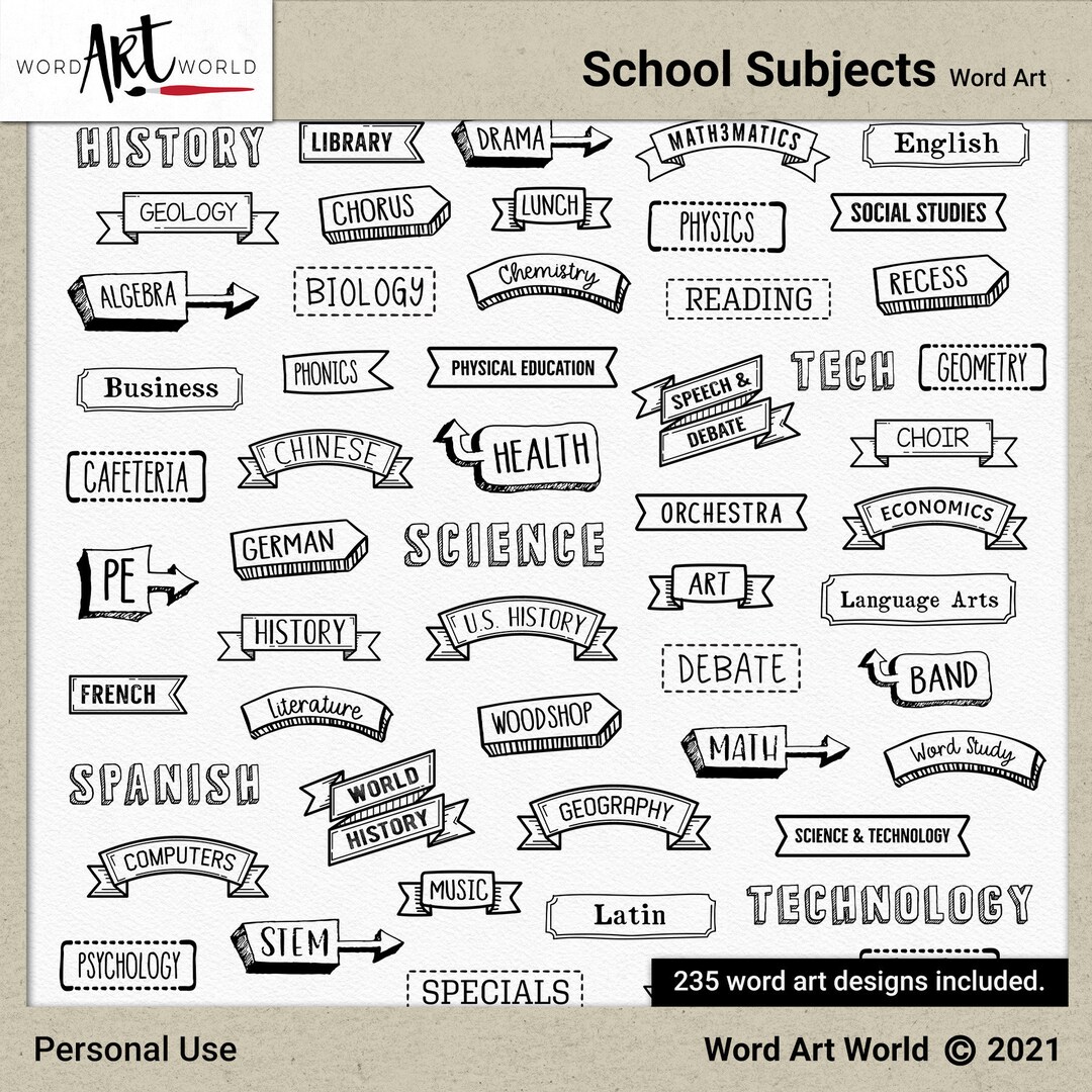 Digital and Printable Overlay Word Art Set - Instant Download - School ...