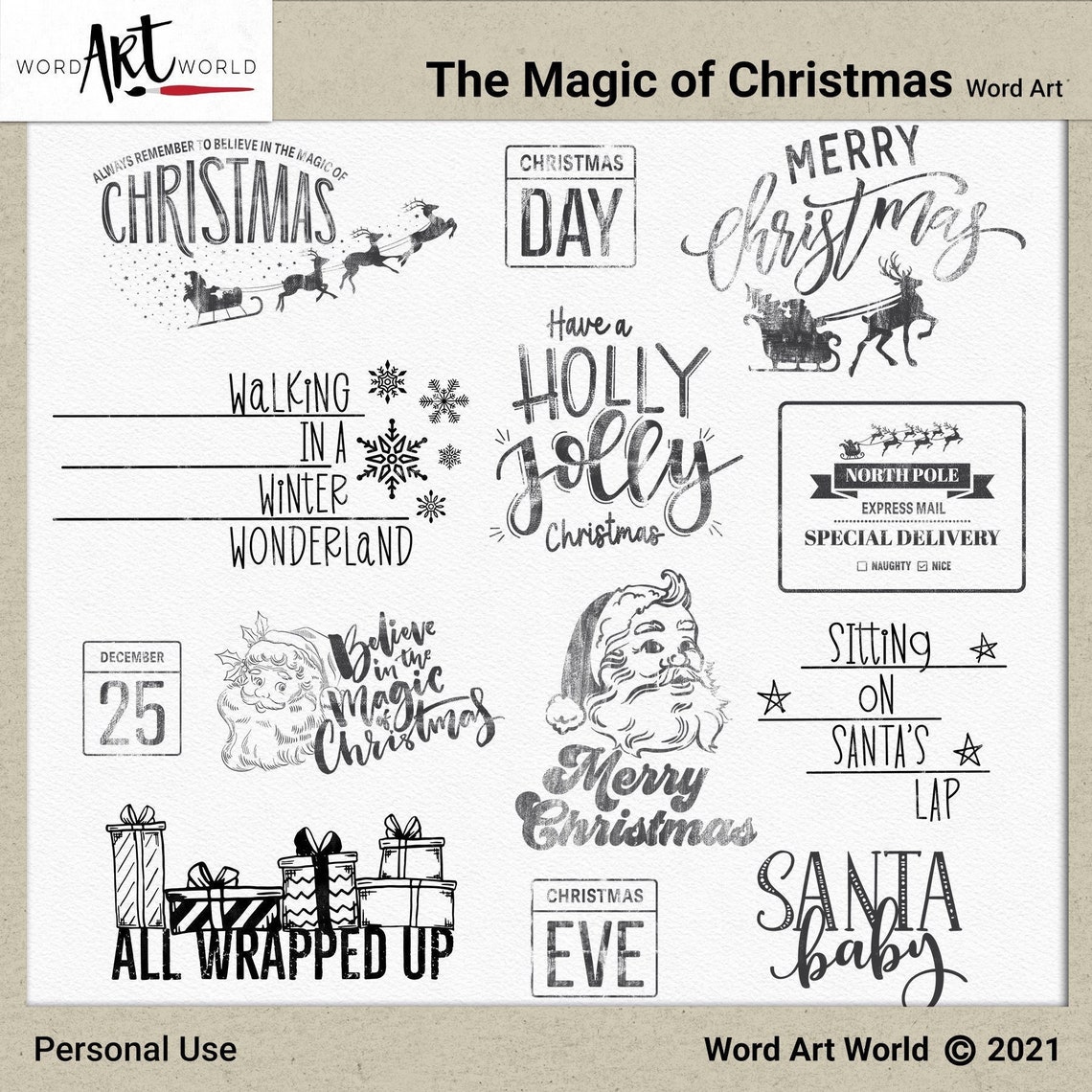 Digital and Printable Overlay Word Art Set Instant Download the Magic ...