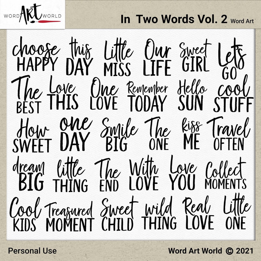 Digital and Printable Overlay Word Art Set - Instant Download - in Two ...