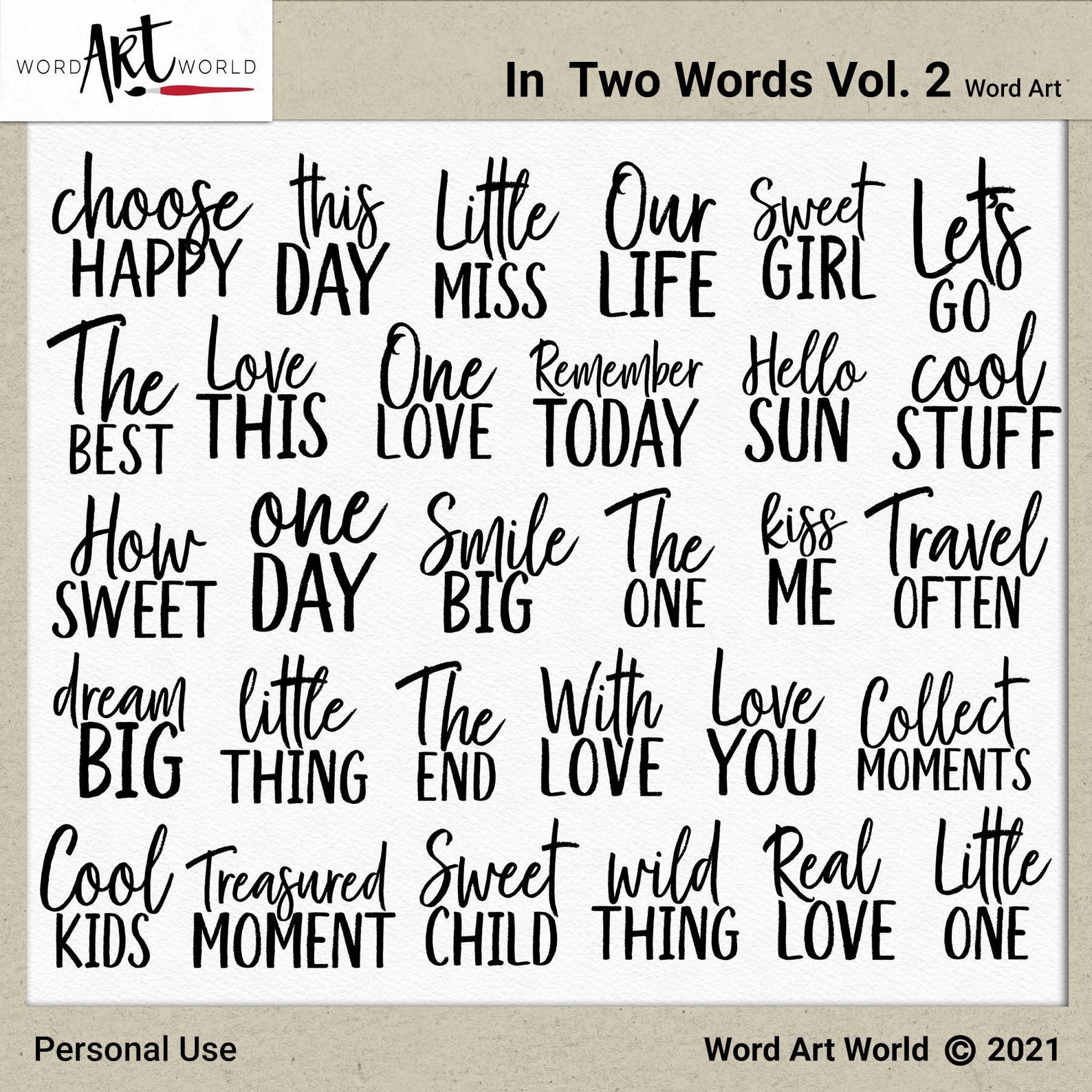 Digital and Printable Overlay Word Art Set - Instant Download - in Two ...