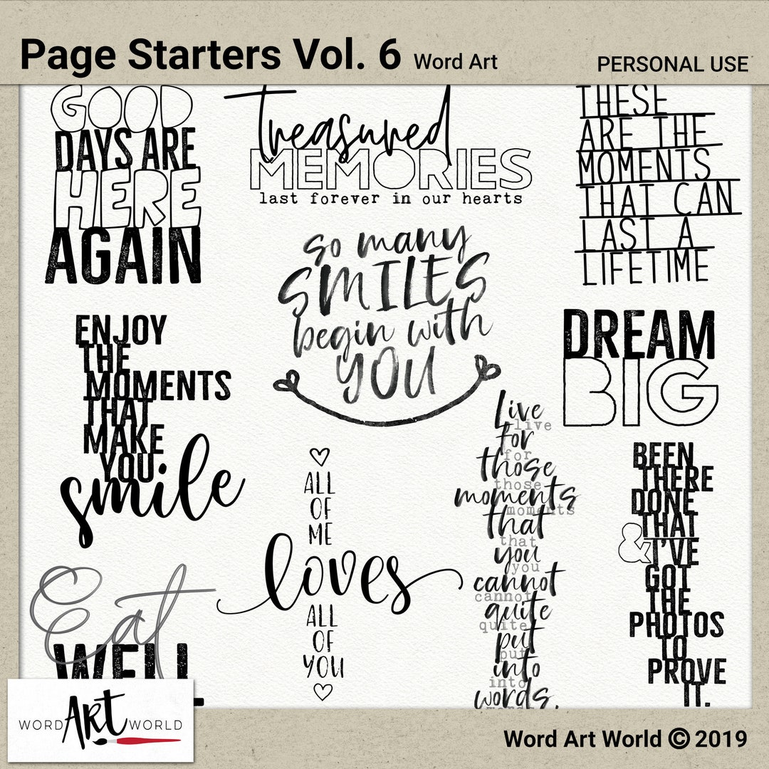 Digital and Printable Overlay Word Art Set - Instant Download - Page ...