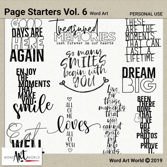 Digital and Printable Overlay Word Art Set Instant Download | Etsy