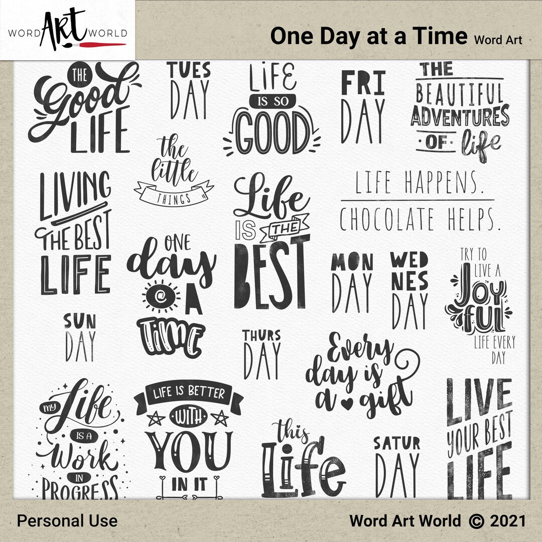 Digital and Printable Overlay Word Art Set - Instant Download - One Day ...