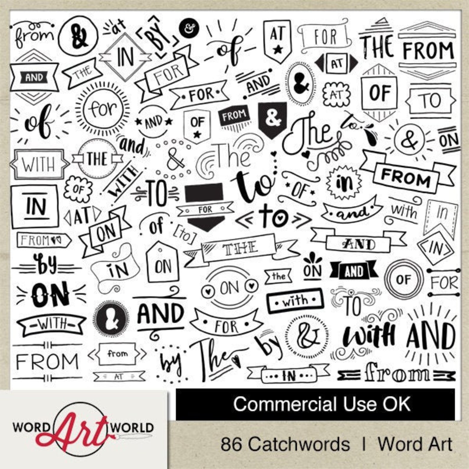 Digital and Printable Overlay Word Set Art Instant Download - Etsy UK