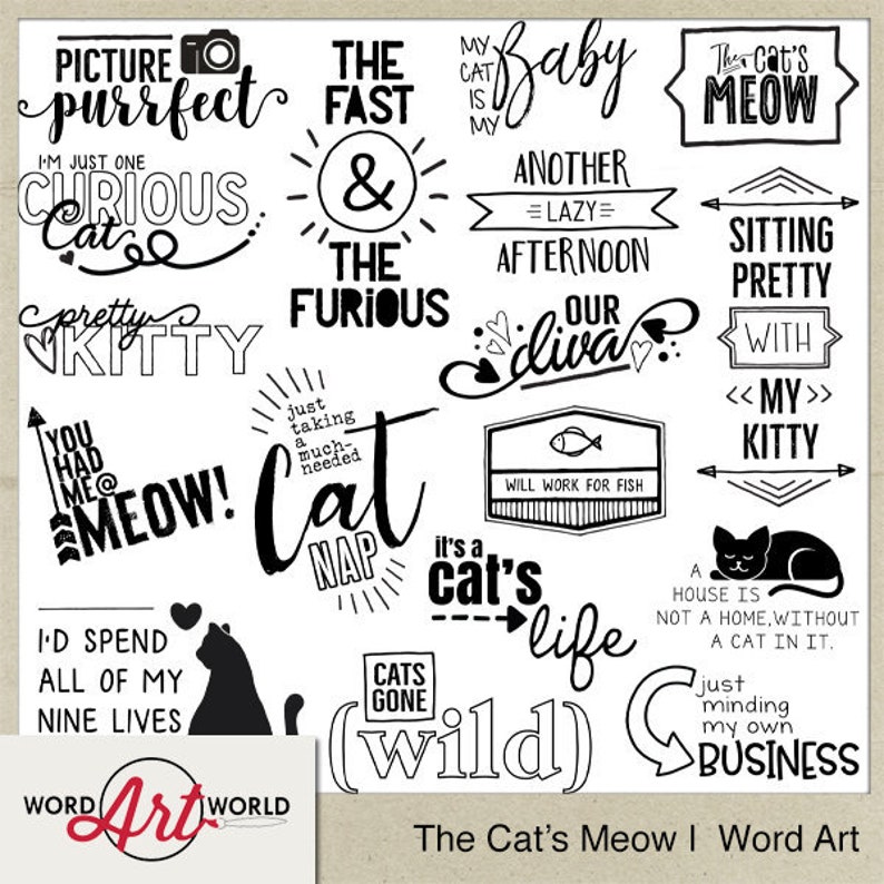 Digital and Printable Overlay Word Set Art Instant Download - Etsy