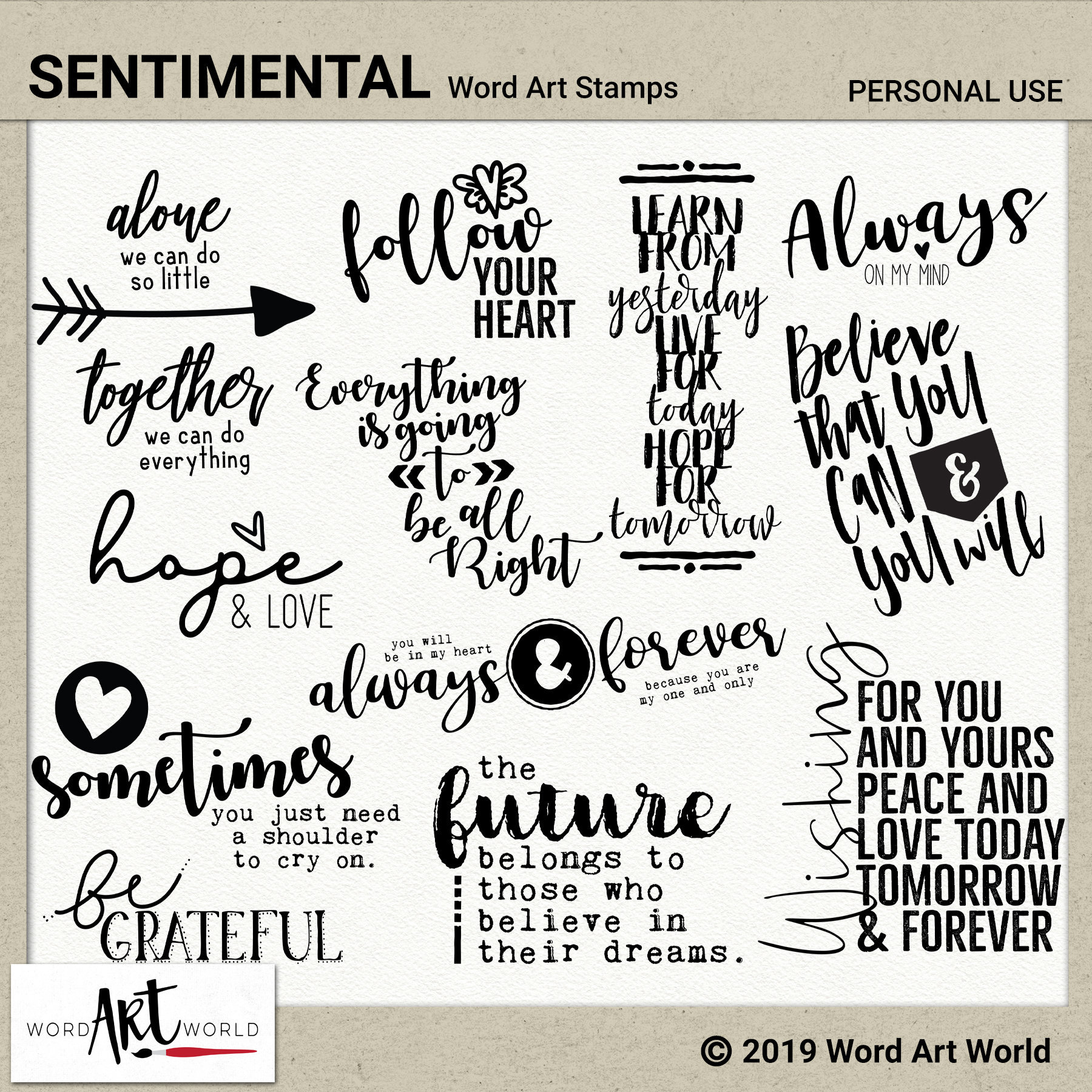 Digital and Printable Overlay Word Art Set - Instant Download ...