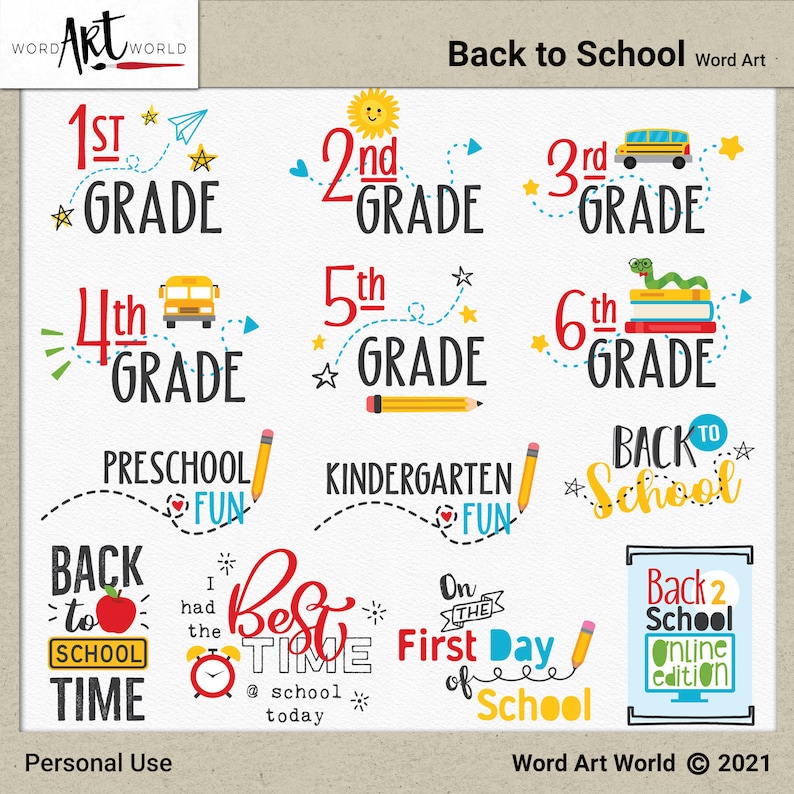 Back to School Clipart Set | Digital Instant Download | Colorful ...