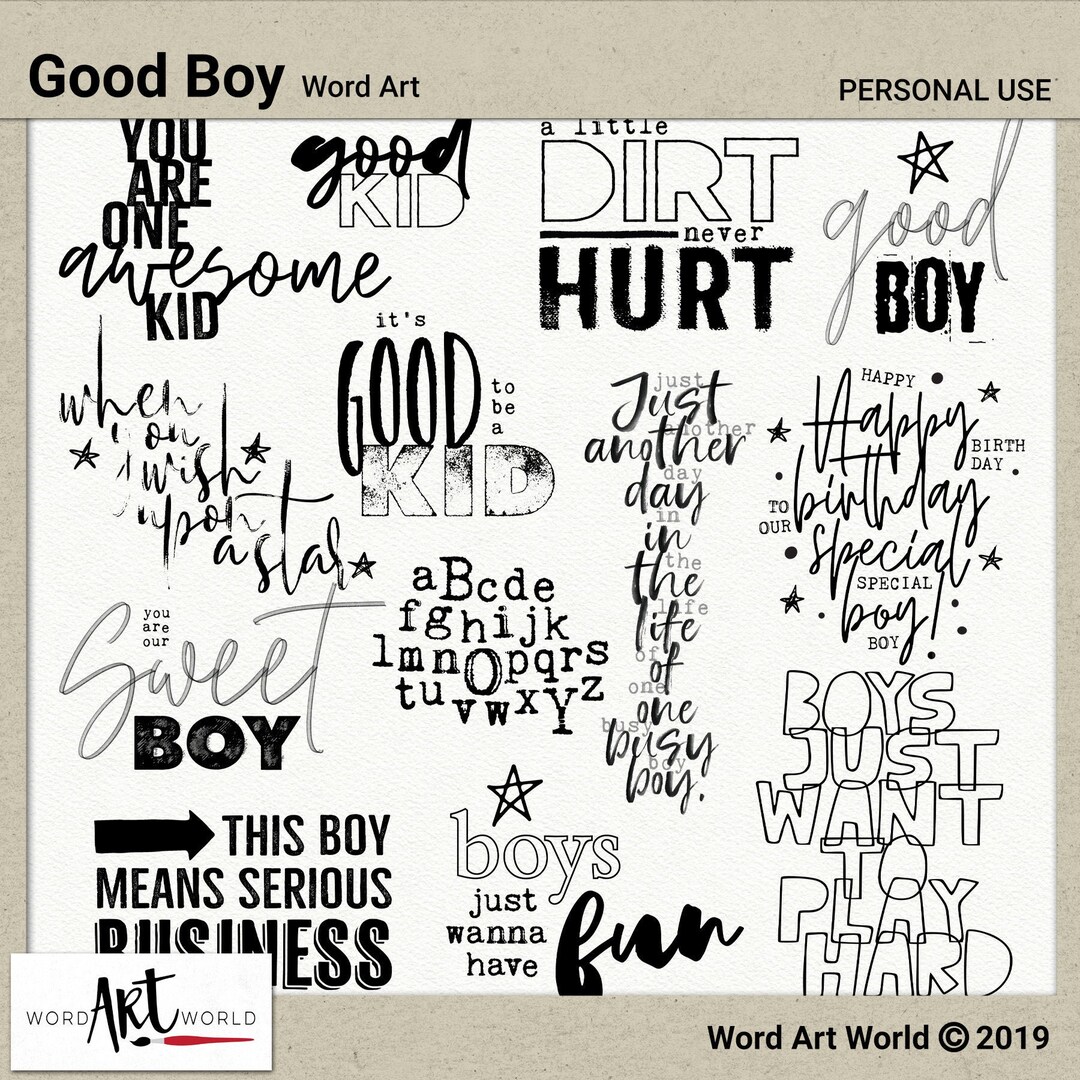 Digital and Printable Overlay Word Art Set - Instant Download - Good ...