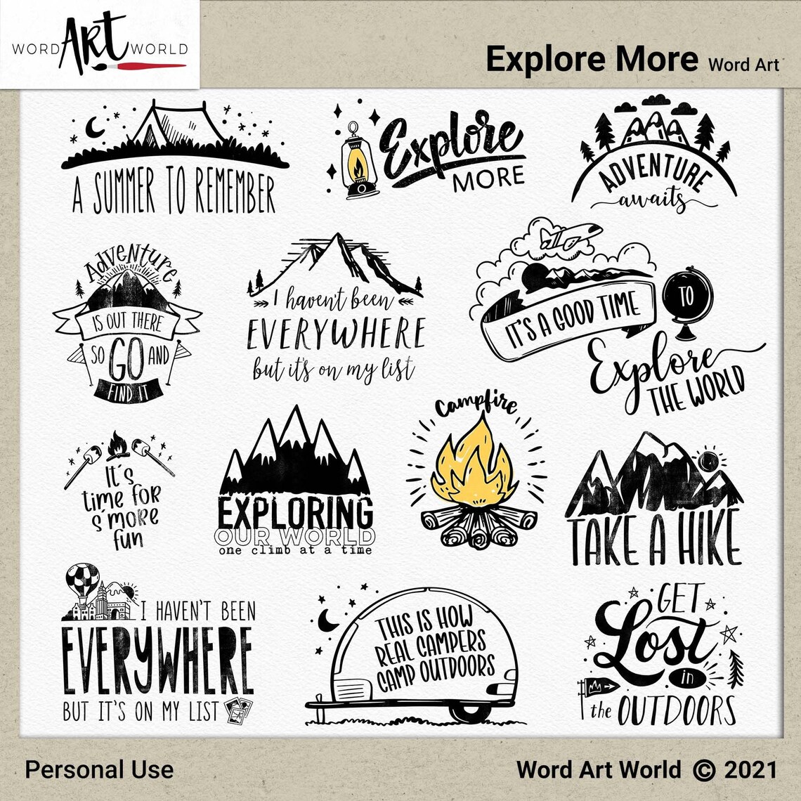 Digital and Printable Overlay Word Art Set - Instant Download - Explore ...