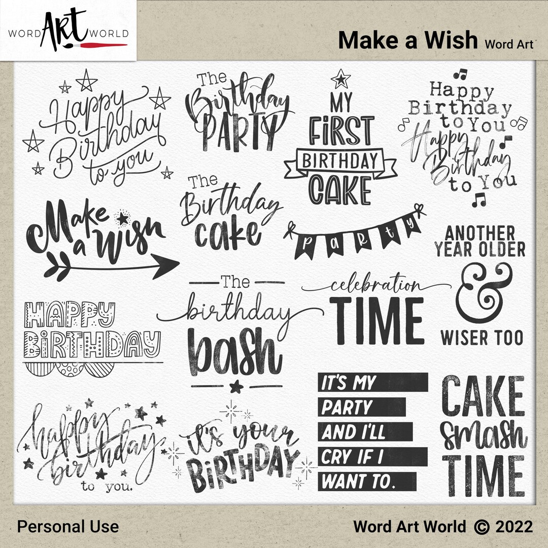 Digital and Printable Overlay Word Art Set - Instant Download ...