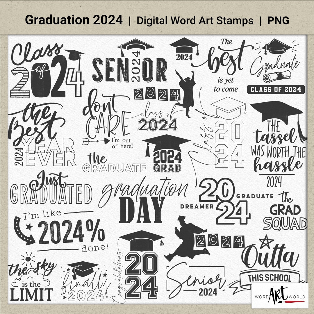 Graduation 2024 Bundle Digital Overlay Word Art Set, Instant Download ...