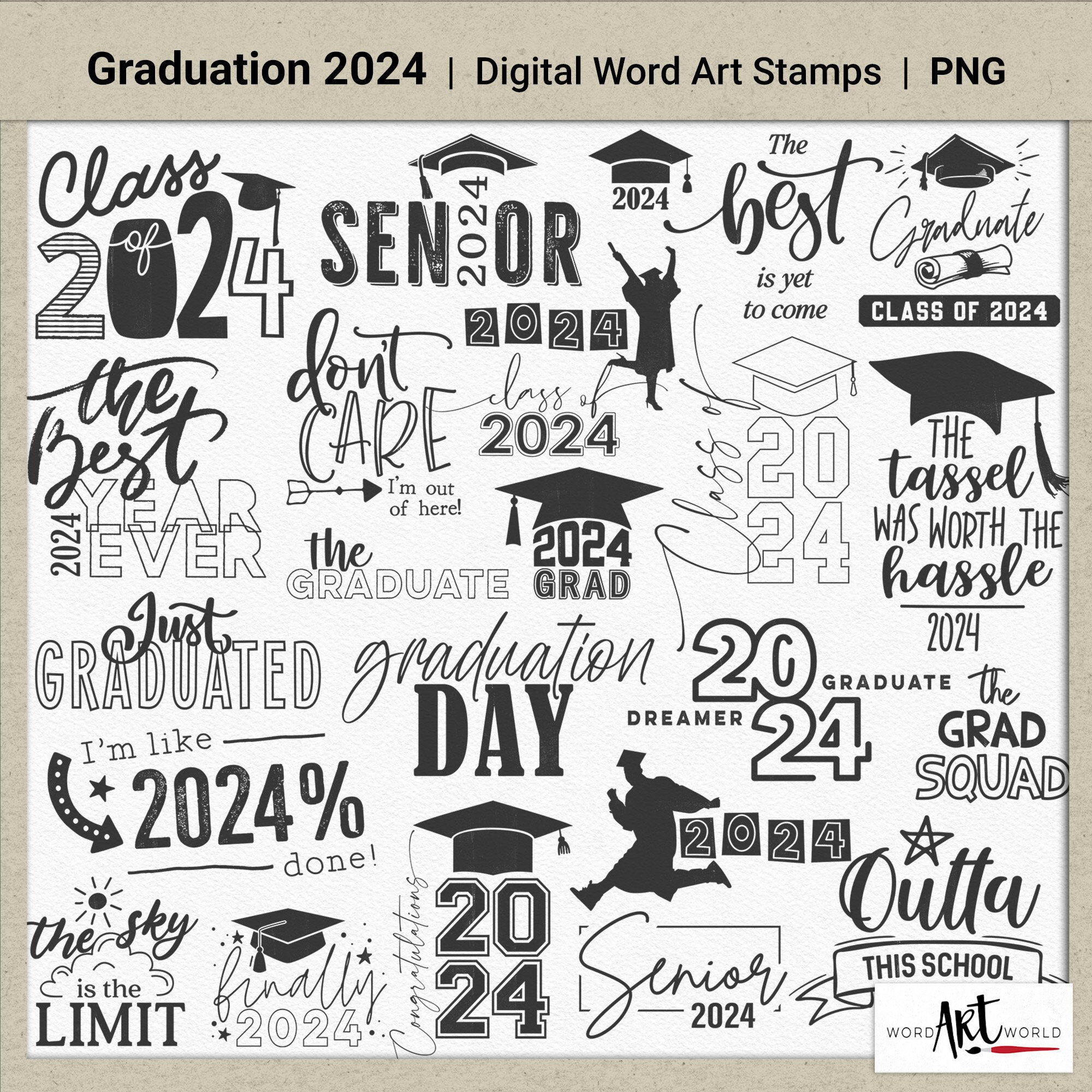 Graduation 2024 Bundle Digital Overlay Word Art Set, Instant Download ...