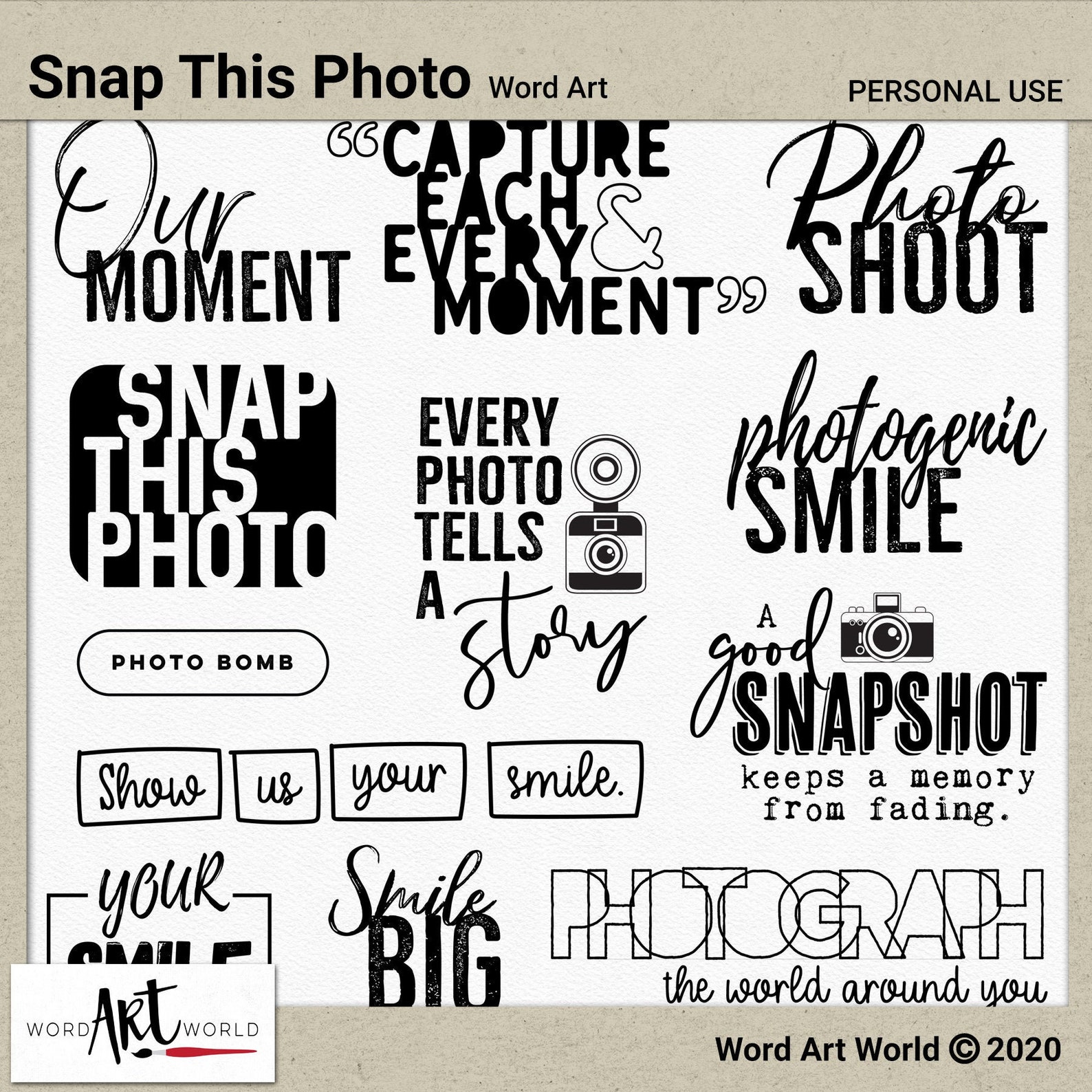 Digital and Printable Overlay Word Art Set - Instant Download - Snap ...