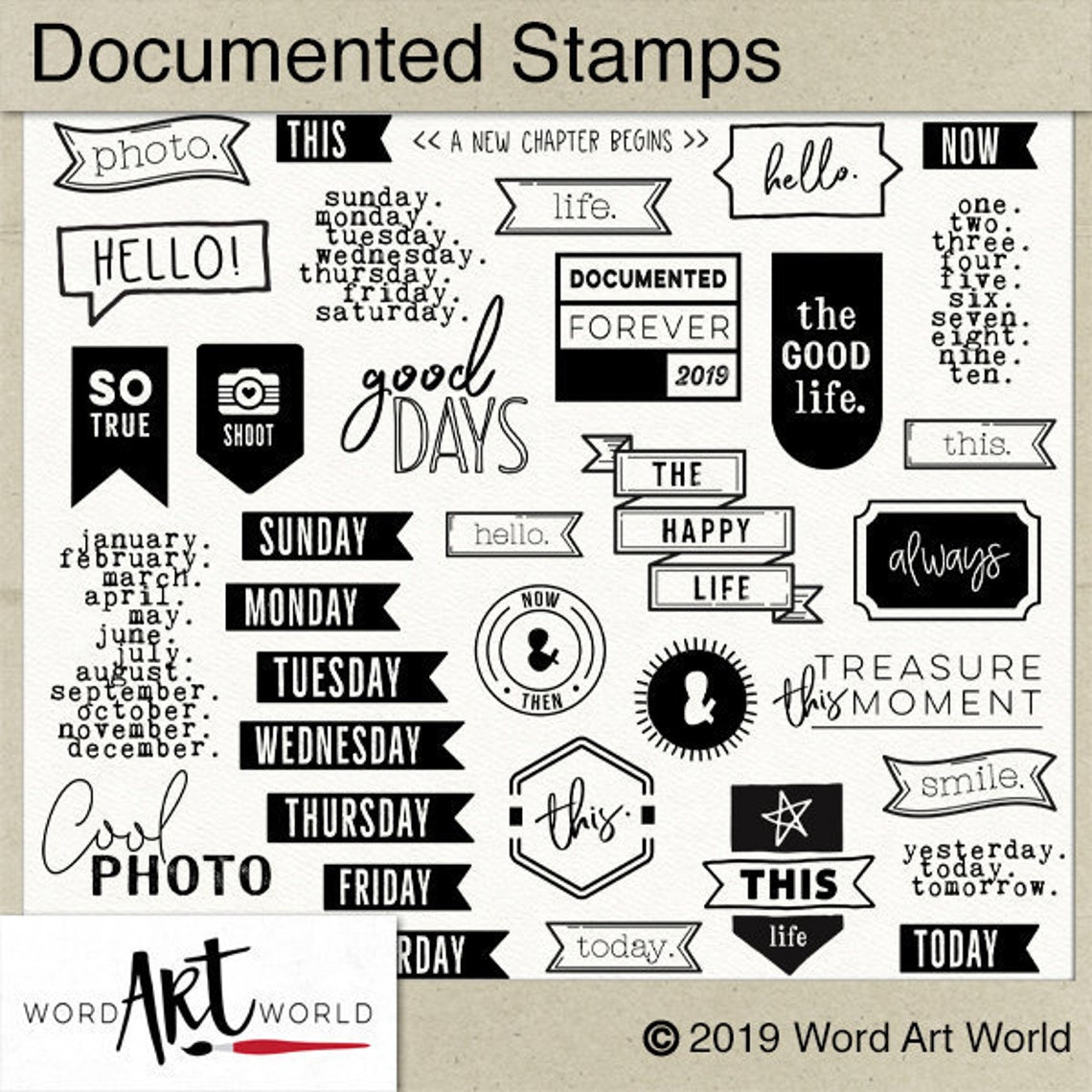 Digital and Printable Overlay Word Art Set - Instant Download ...