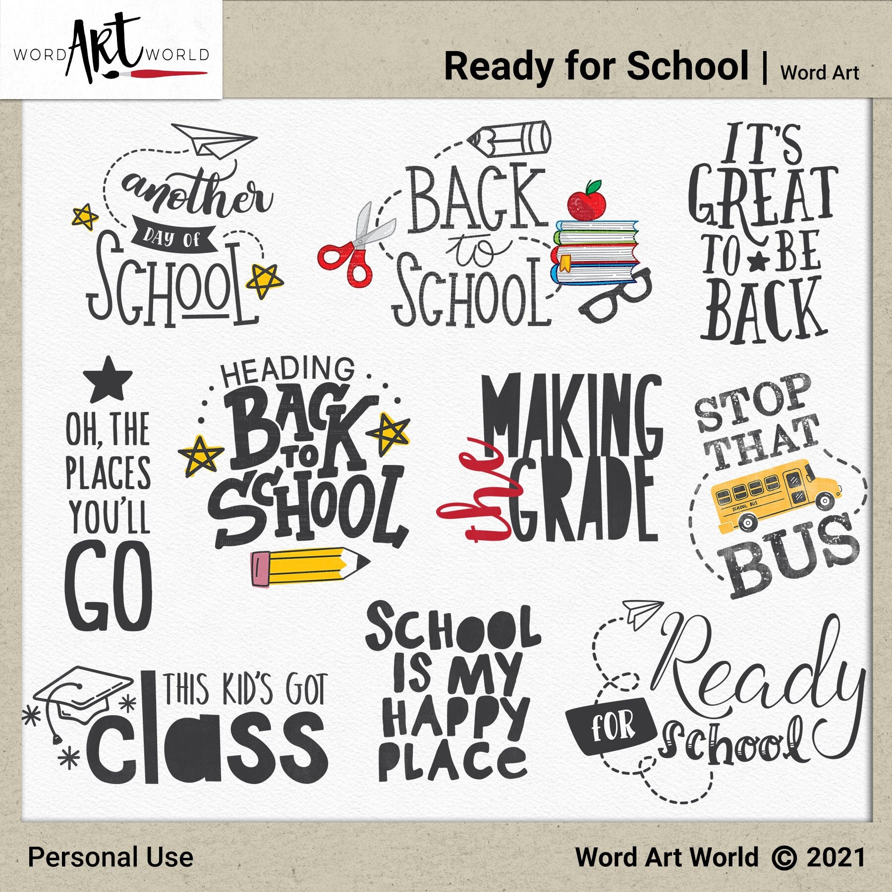 Digital and Printable Overlay Word Art Set Instant Download Ready for ...