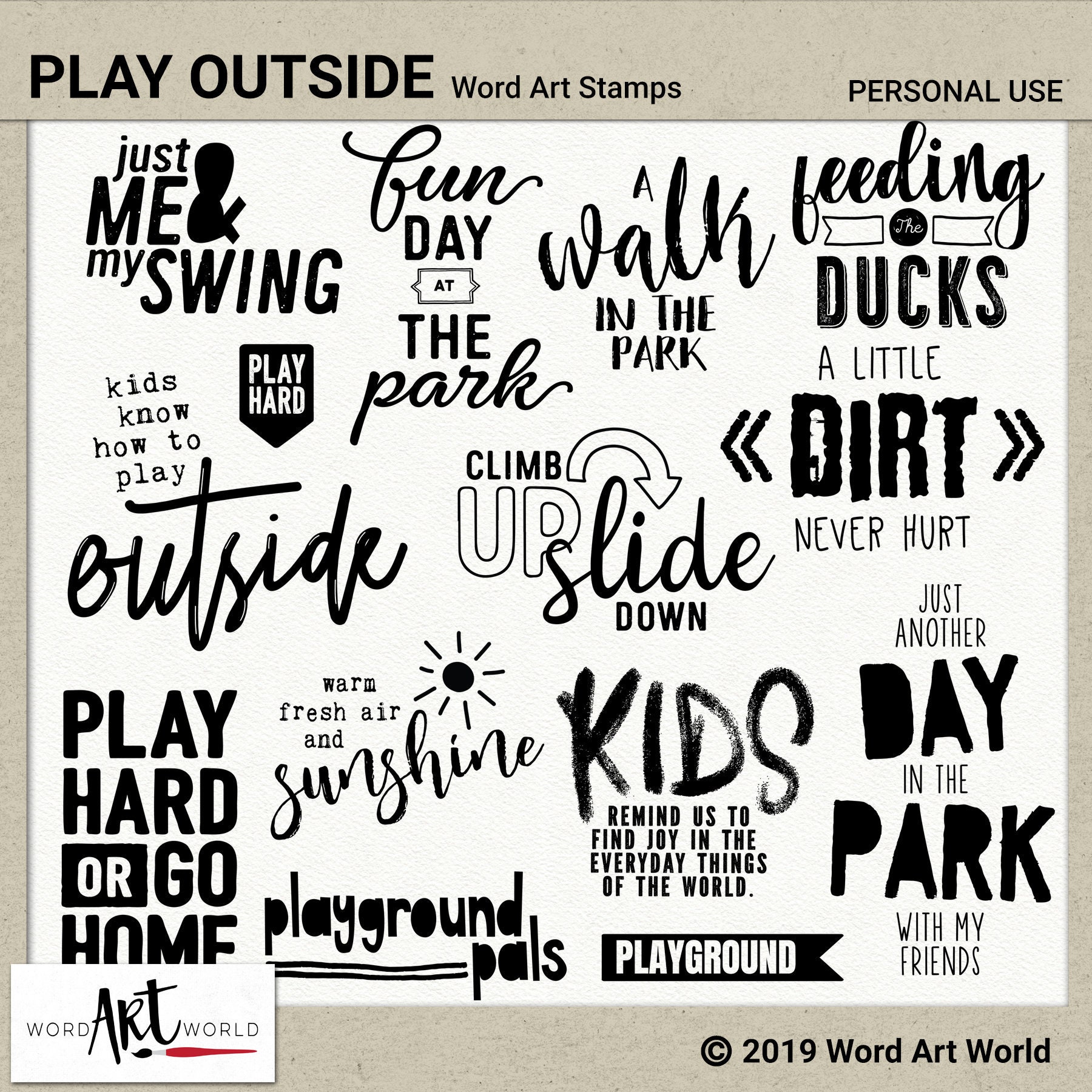Digital and Printable Overlay Word Art Set - Instant Download - Play ...