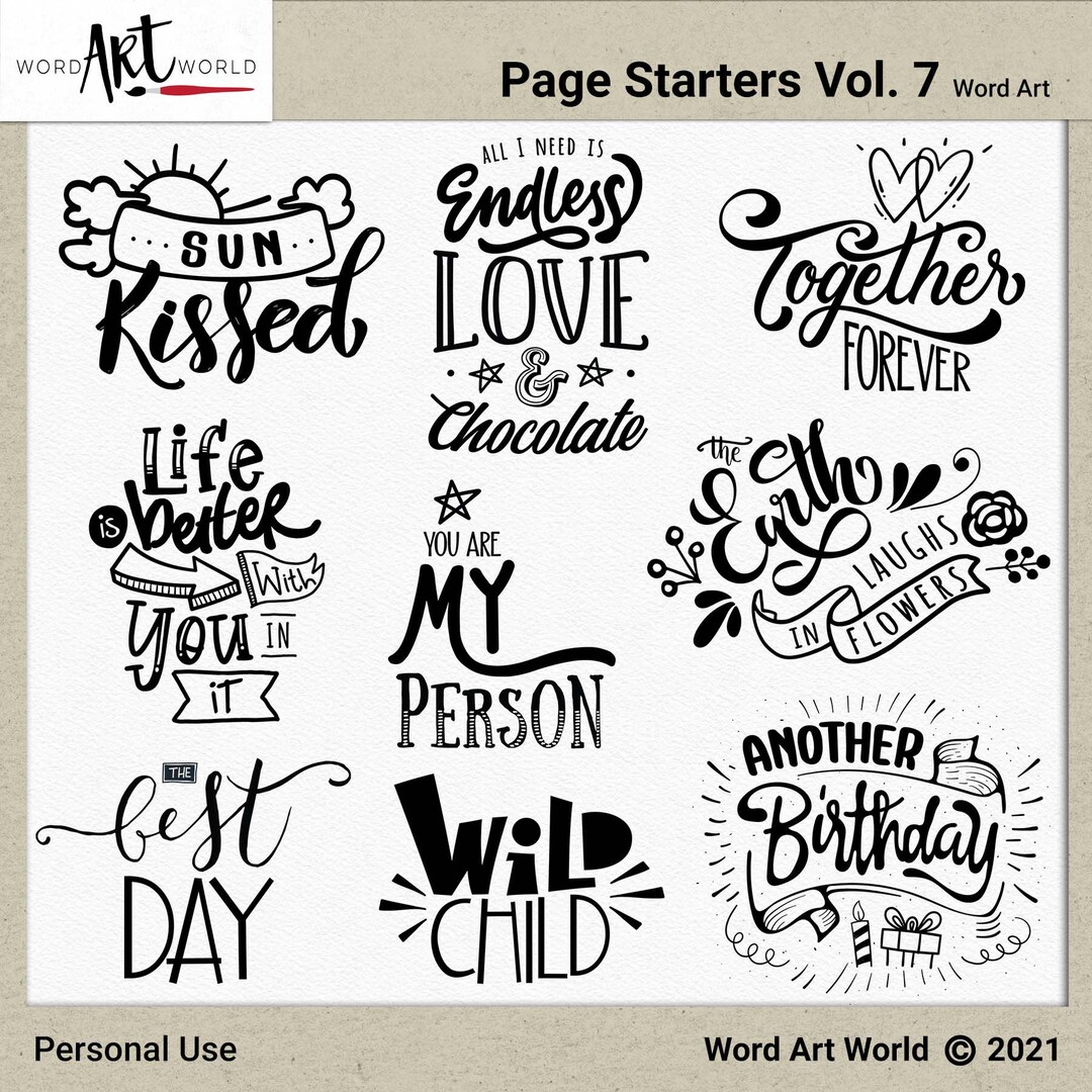 Digital and Printable Overlay Word Art Set - Instant Download - Page ...